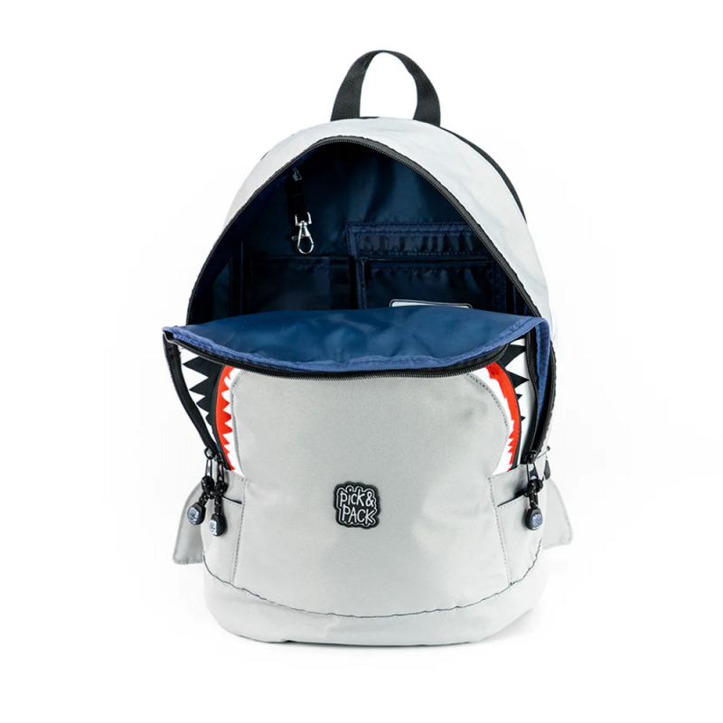 Pick & Pack vaikiška kuprinė Ryklys, M (pilka) - Kuprinės pradinukams ...